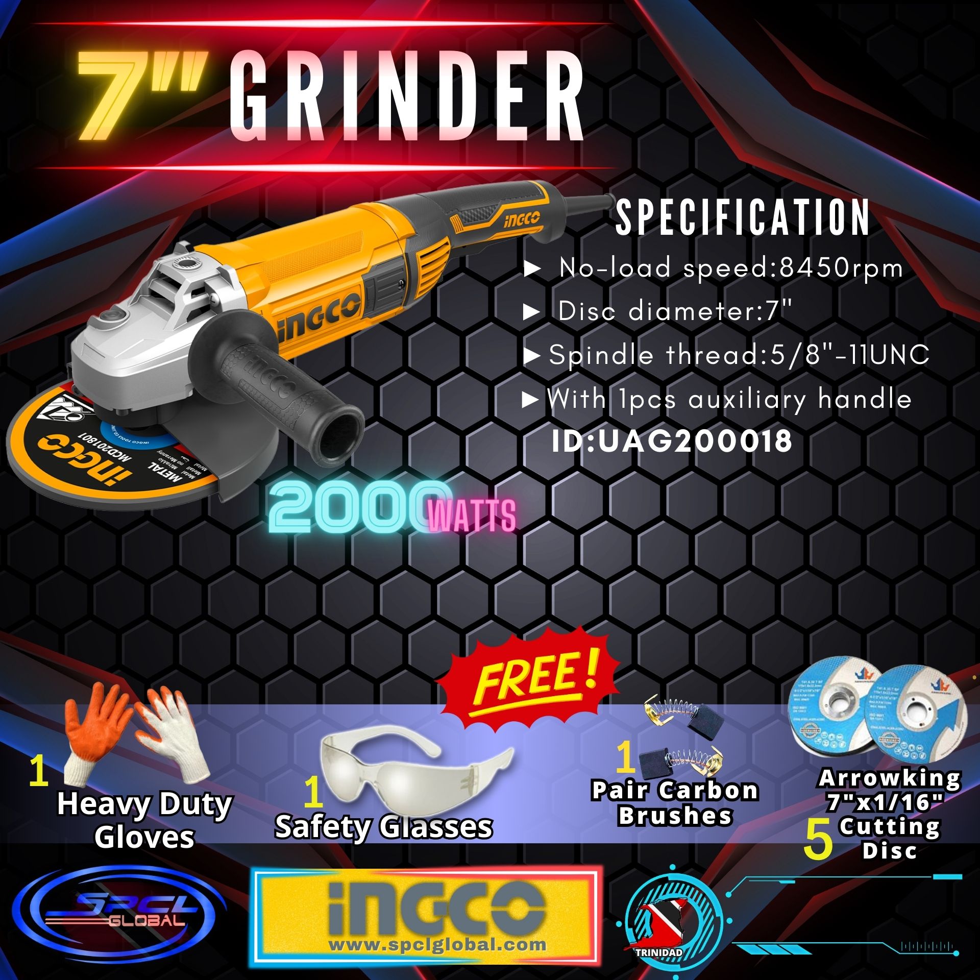 7 INCH Angle Grinder 2000W - SPCL GLOBAL