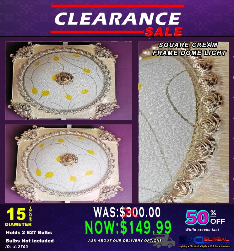 SQUARE CREAM FRAME DOME LIGHT - SPCL GLOBAL