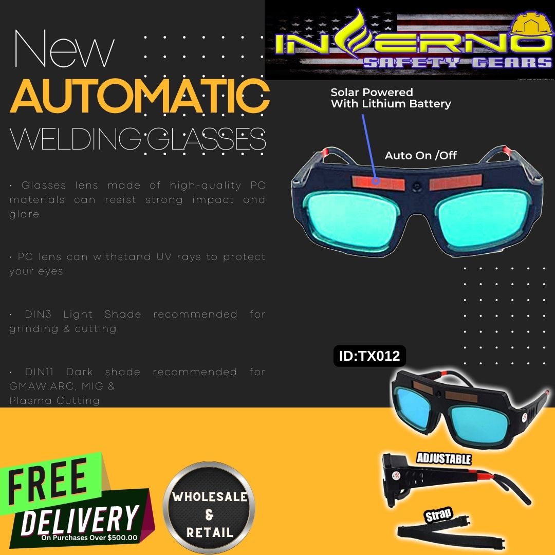 SOLAR POWERED AUTOMATIC DARKENING WELDING GLASSES - SPCL GLOBAL