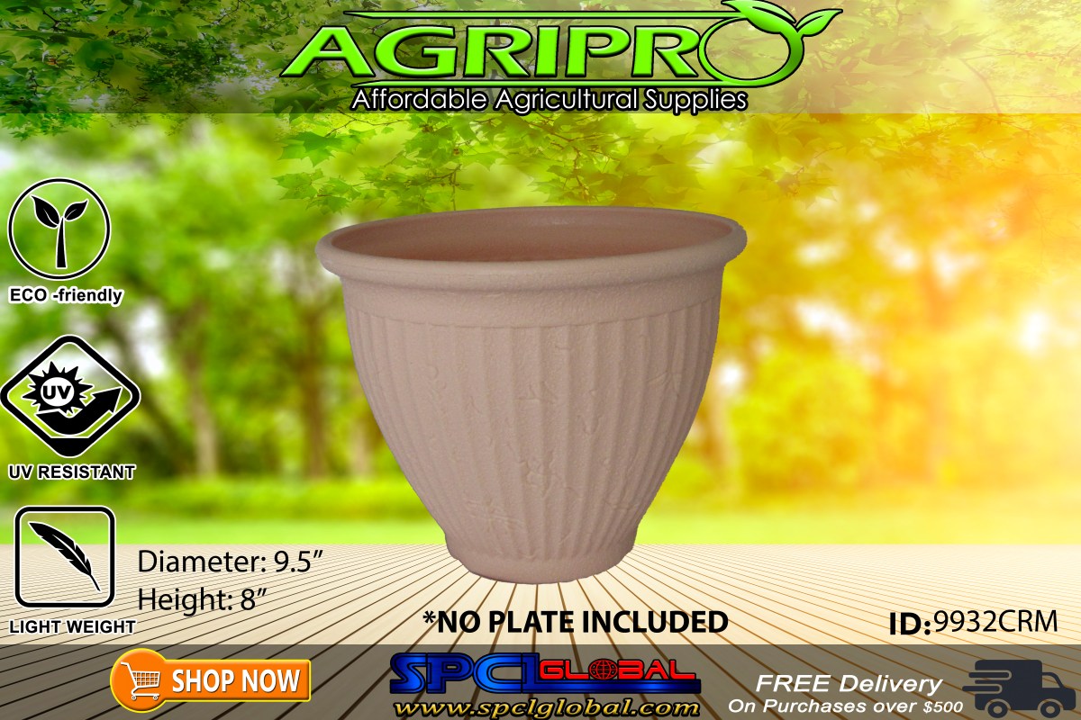 CREAM FLOWER POT 9.5" X 8" - SPCL GLOBAL