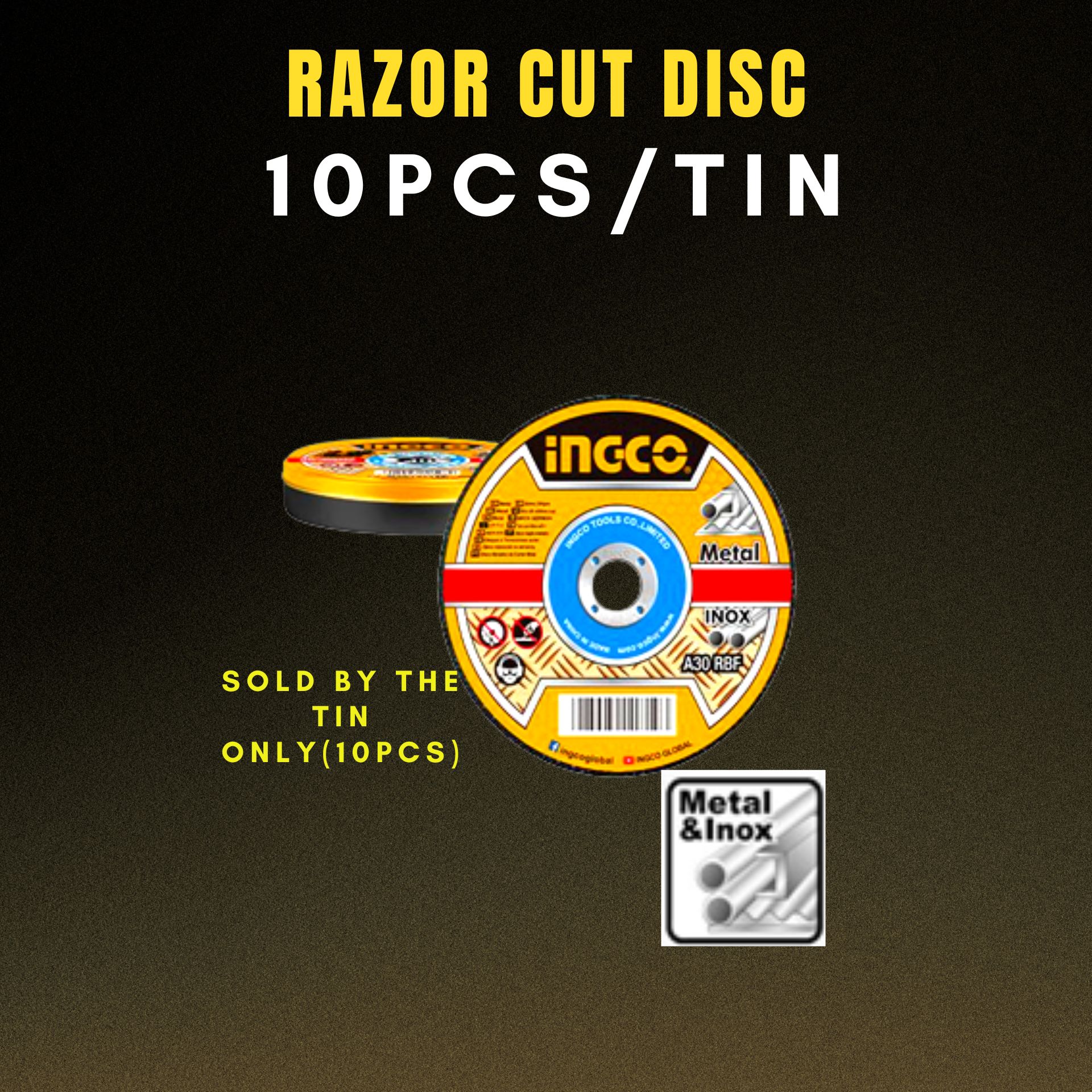 INGCO RAZOR METAL CUTTING DISC SET 4-1/2"X3/64" (10PCS) - SPCL GLOBAL