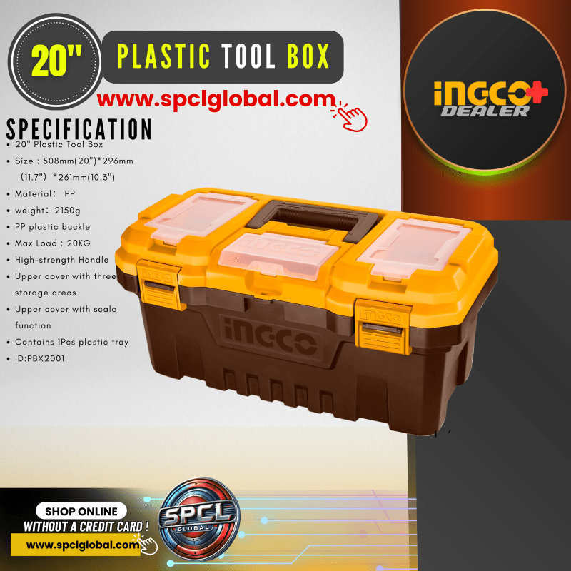 INGCO 20" PLASTIC TOOL BOX - SPCL GLOBAL
