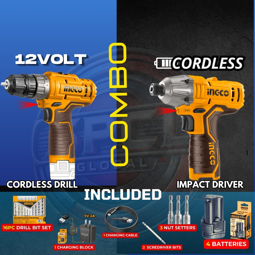 INGCO LITHIUM-ION CORDLESS 2 PCS COMBO KIT (12V) - SPCL GLOBAL