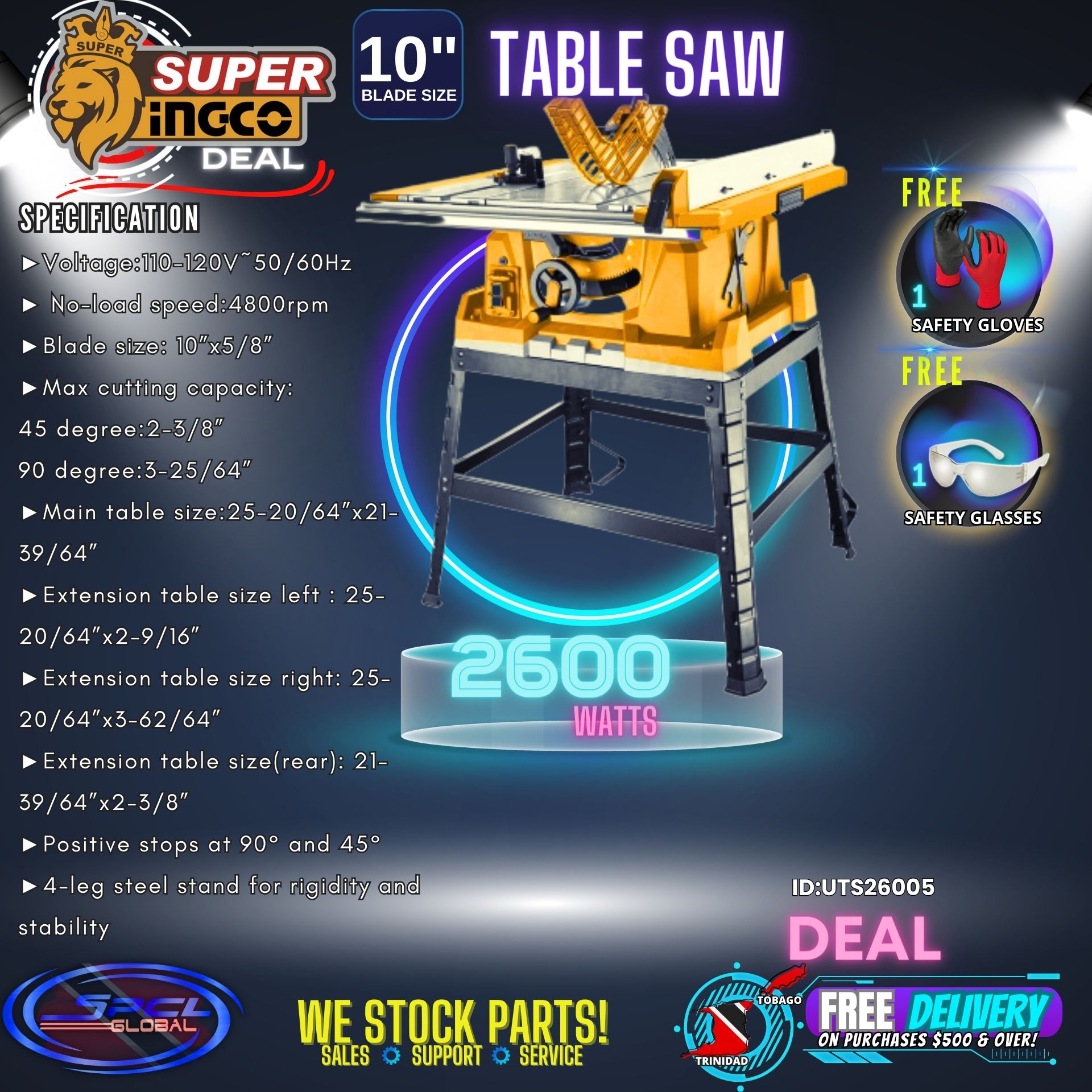 INGCO 2600W TABLE SAW - SPCL GLOBAL