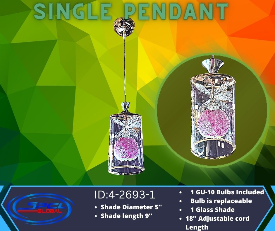 PINK BUTTERFLY SINGLE PENDANT MOSAIC LIGHT - SPCL GLOBAL