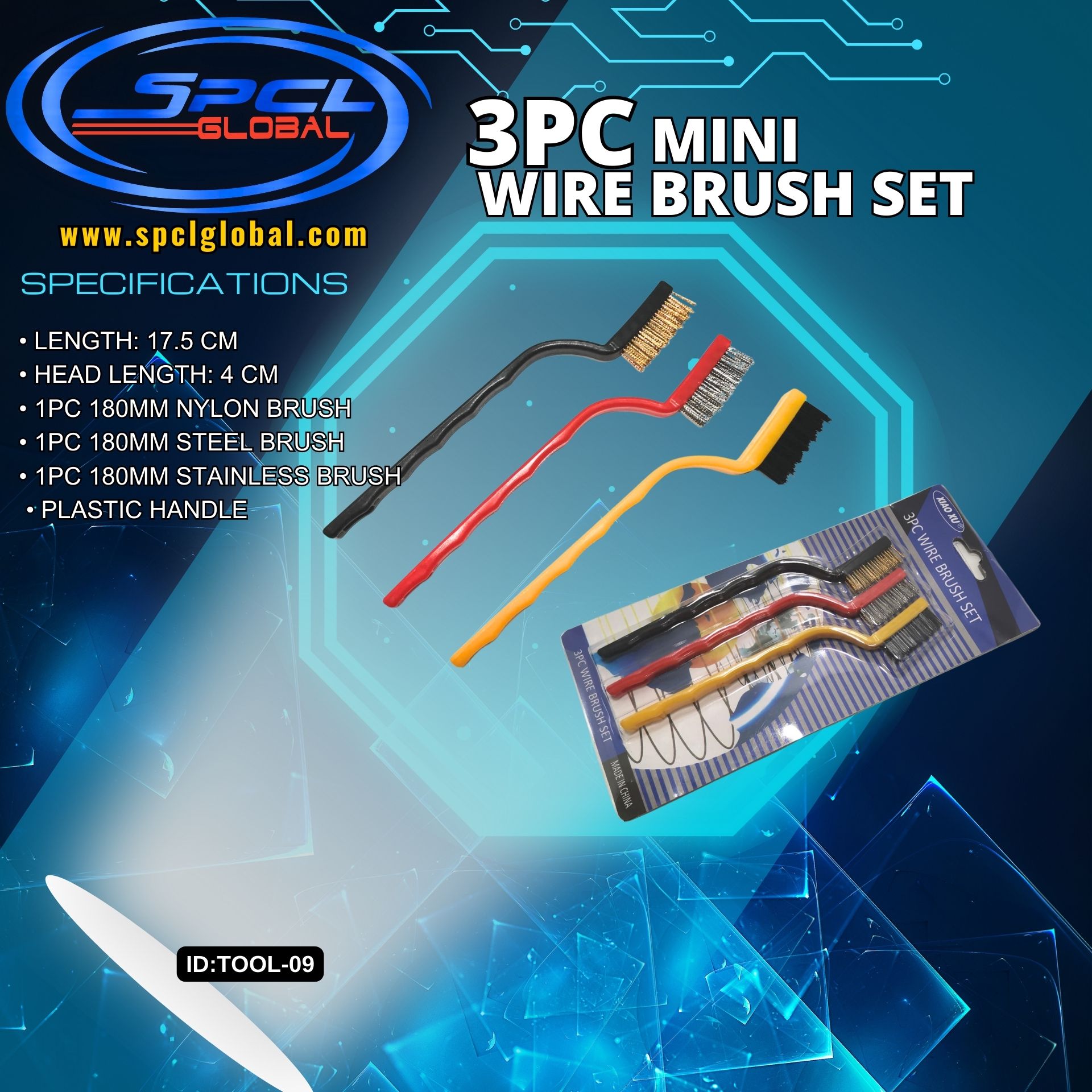 3PC MINI WIRE BRUSH SET - SPCL GLOBAL