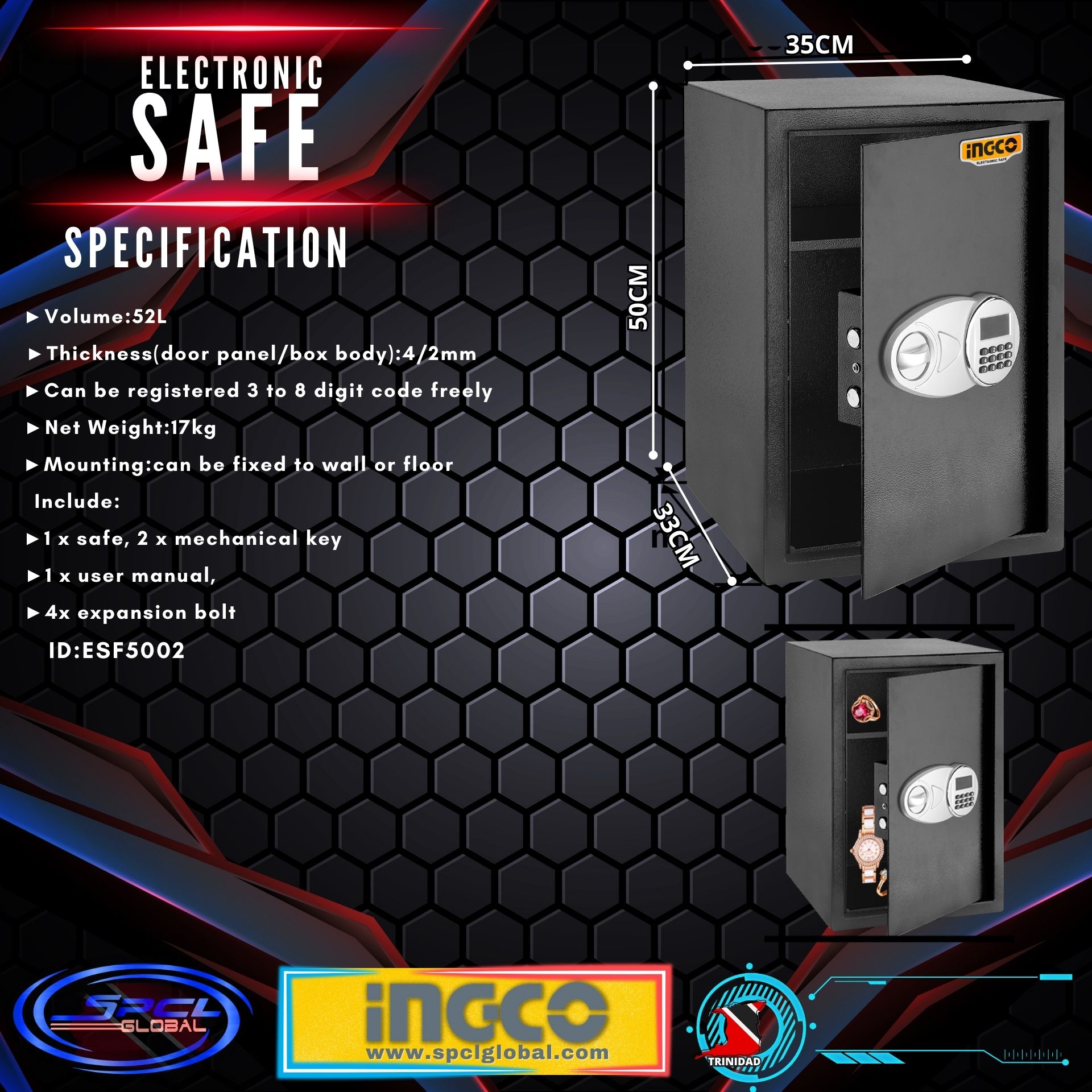 INGCO 52 Litre Electronic safe - SPCL GLOBAL
