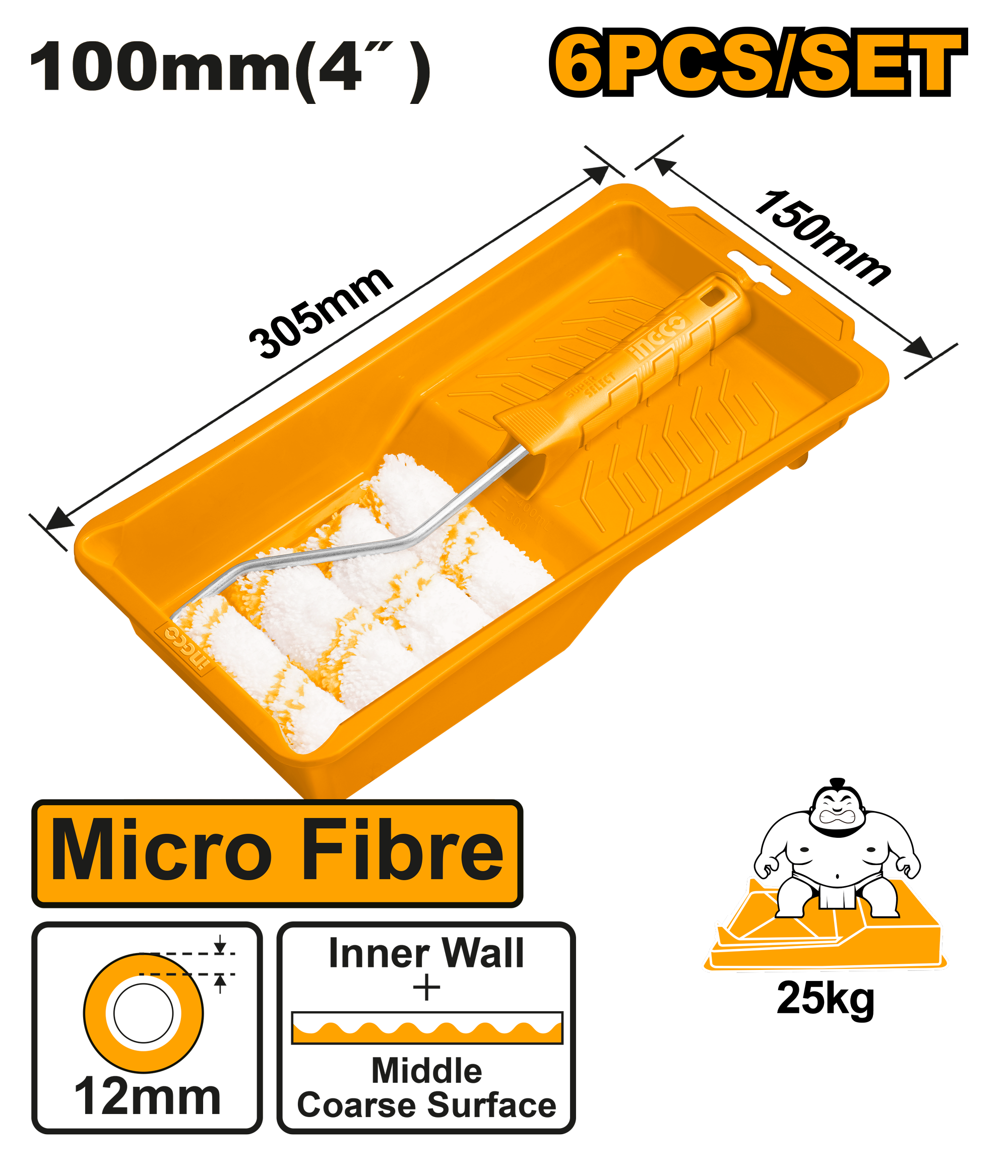 INGCO 6PC COMBO - 4" ROLLER - SPCL GLOBAL