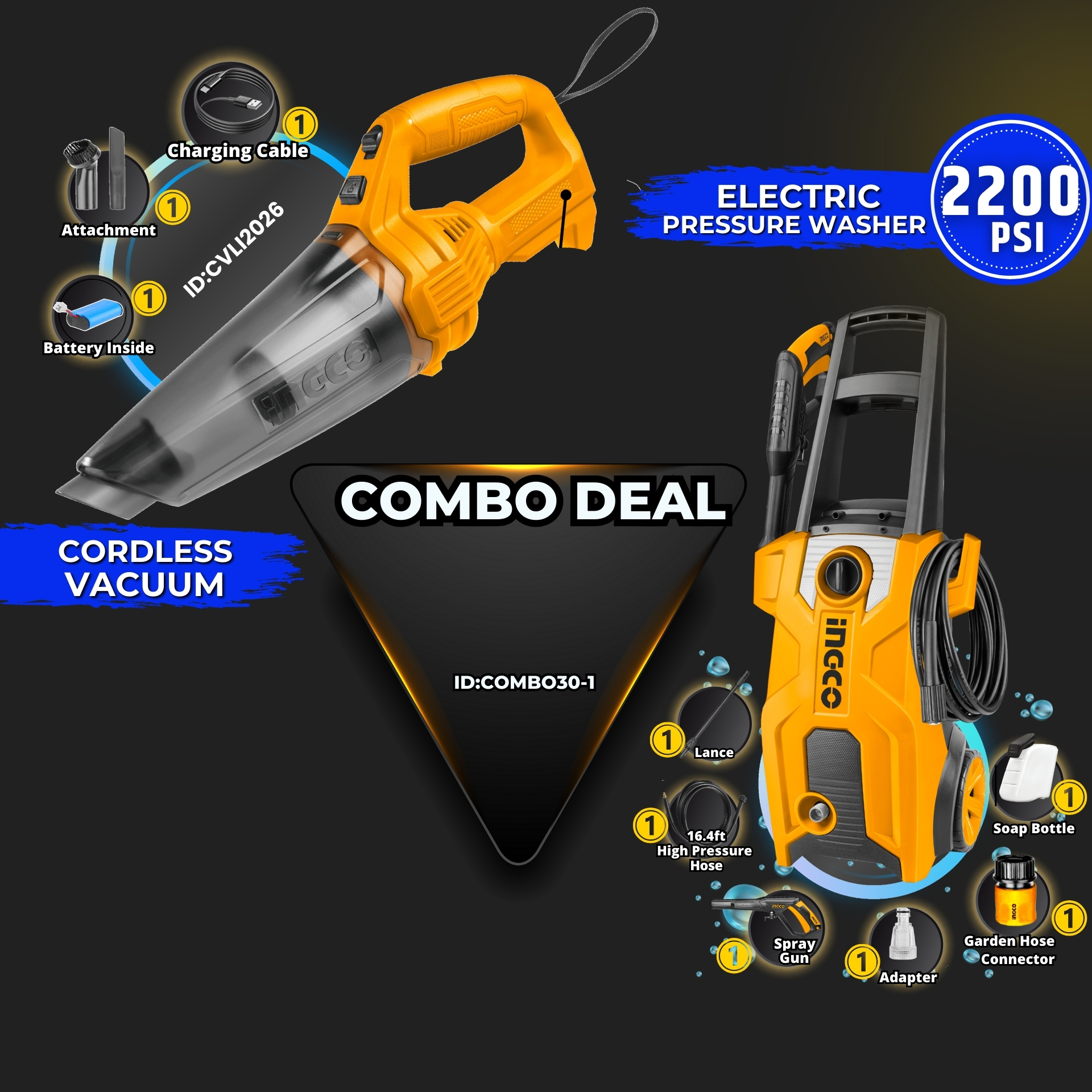 COMBO30-1 CVLI2026 CORDLESS VACUUM PRESSURE WASHER - UHPWR18008 - SPCL ...