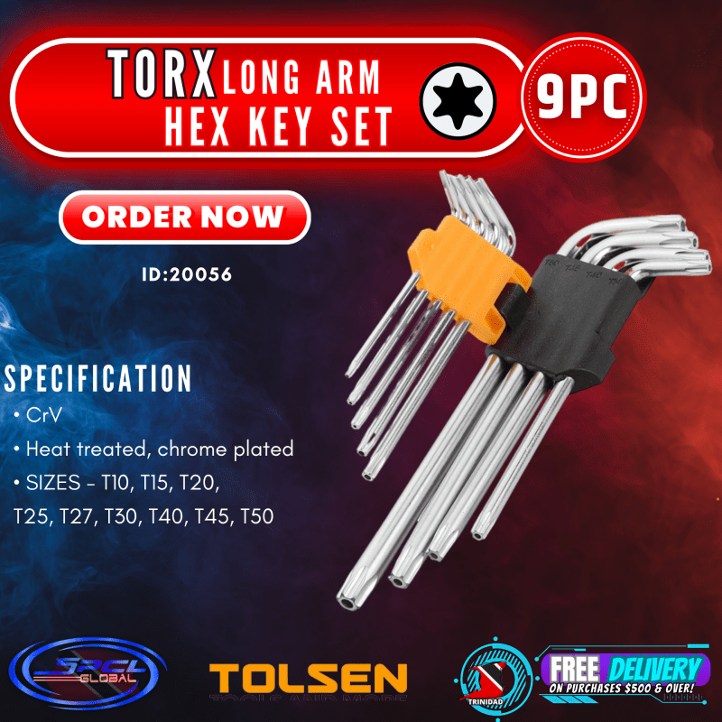 9PCS TORX LONG ARM HEX KEY SET - SPCL GLOBAL