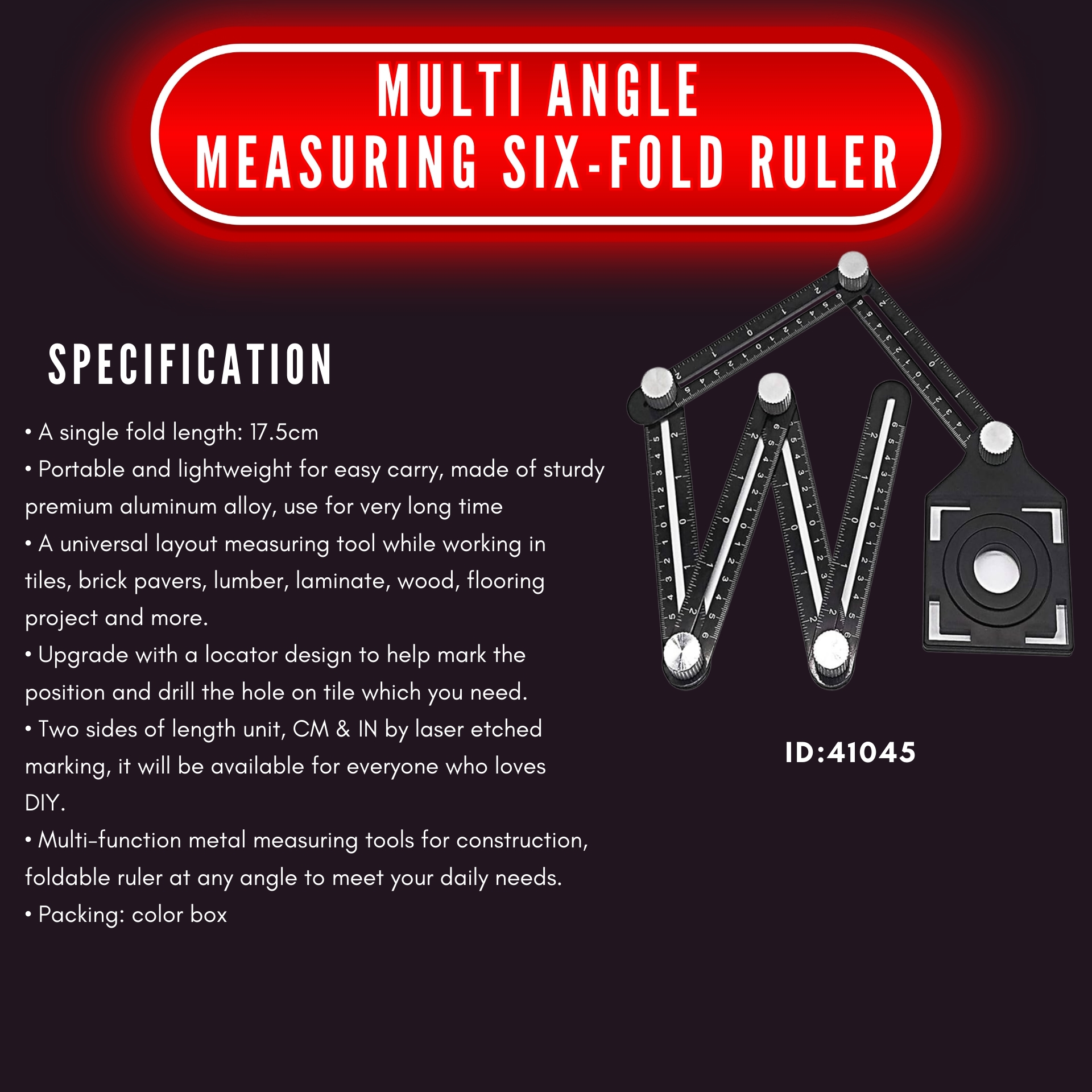 MULTI ANGLE MEASURING SIX-FOLD RULER - SPCL GLOBAL