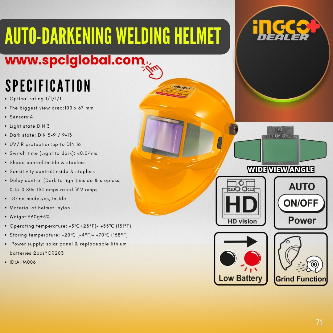 AUTO DARKENING WELDING HELMET- 180 DEGREE ANGLE - SPCL GLOBAL