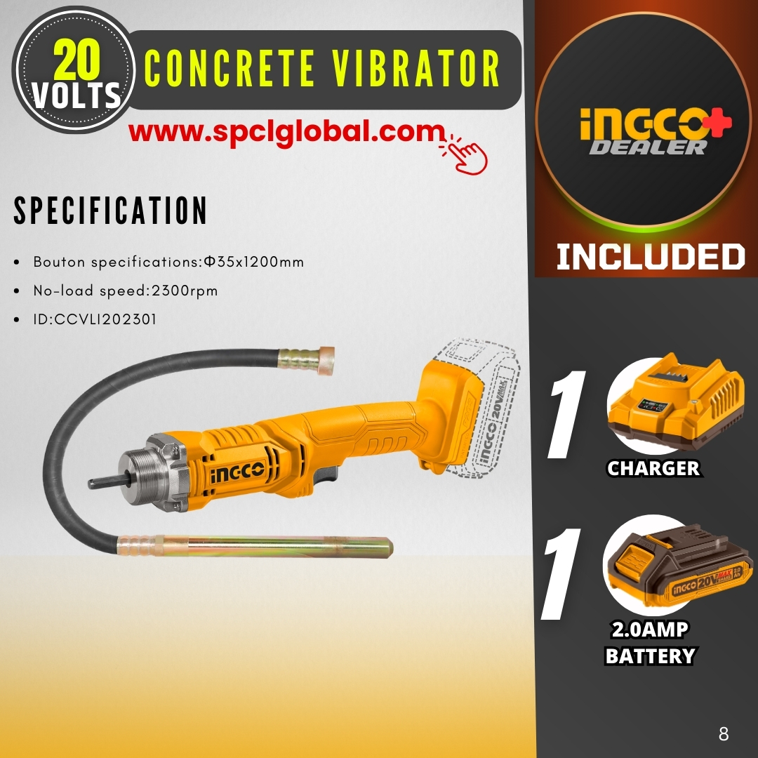 20V CONCRETE VIBRATOR WITH BATTERY & CHARGER - SPCL GLOBAL