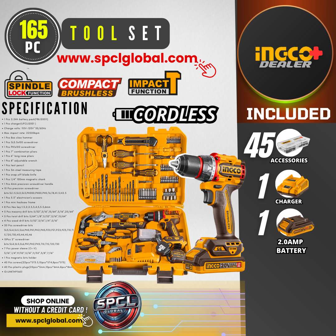 CORDLESS IMPACT DRILL (165PC) TOOL SET COMBO - SPCL GLOBAL
